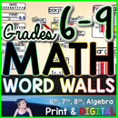 Grades 6-9 {MIDDLE SCHOOL and ALGEBRA} Math Word Wall Bundle ...