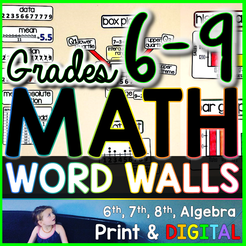 Grades 6-9 {MIDDLE SCHOOL and ALGEBRA} Math Vocabulary Word Wall Bundl ...