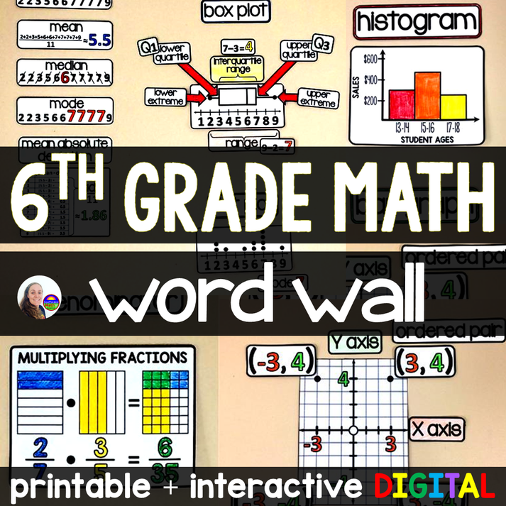 6th Grade Math Vocabulary Word Wall – Scaffolded Math Shop