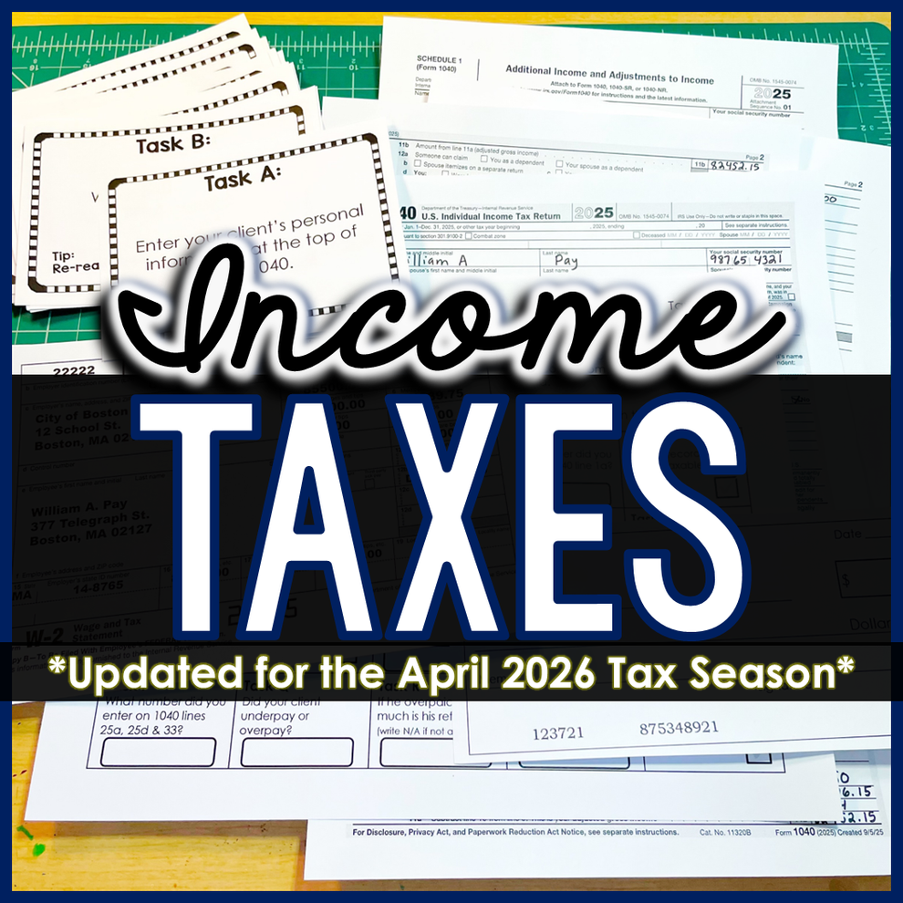 Filing Income Tax Task Cards - Federal Income Taxes 1040 Activity ...