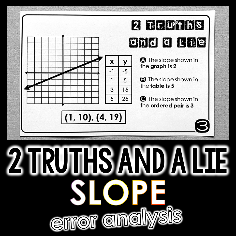 "2 Truths and a Lie" Calculating Slope Math Error Analysis Activity ...
