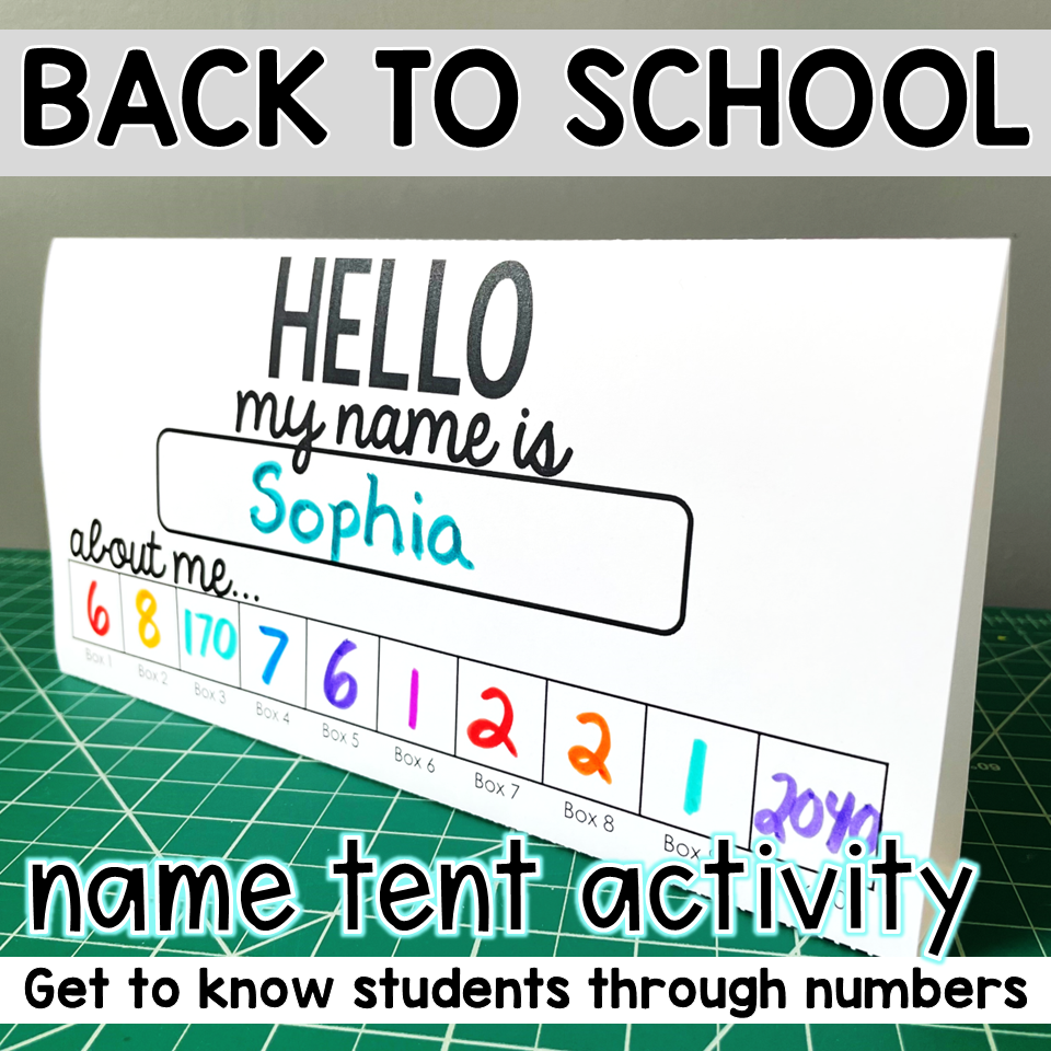Math All About Me Get to Know You Math Back to School Name Tent Activi ...