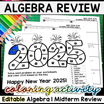 Editable New Years 2025 Algebra 1 Midterm Review Coloring Activity ...
