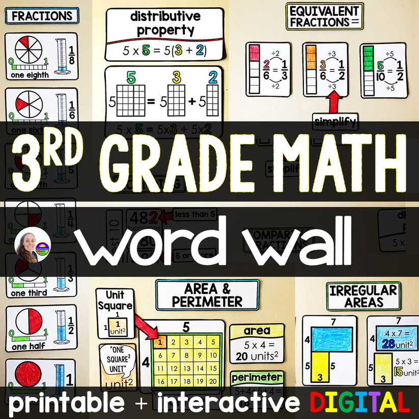 3rd Grade Math Vocabulary Word Wall – Scaffolded Math Shop