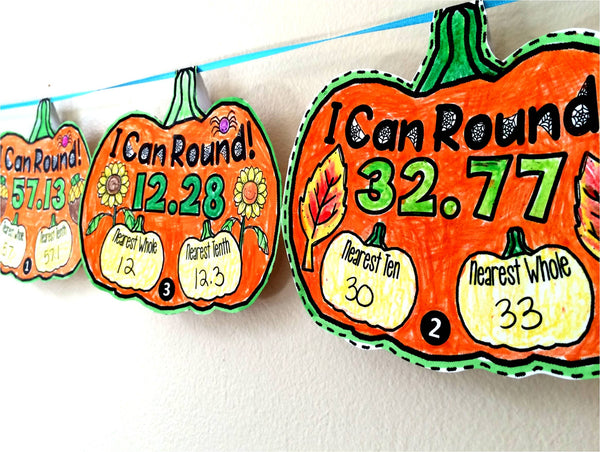 Pumpkin Rounding Decimals Fall Place Value Math Pennant – Scaffolded ...