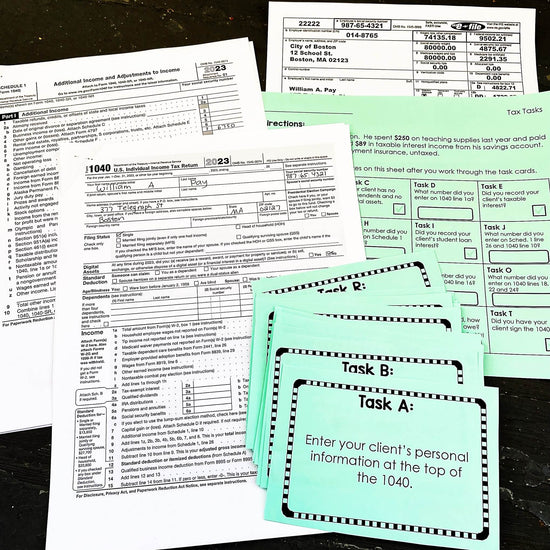 Filing Income Tax Task Cards - Federal Income Taxes 1040 Activity ...