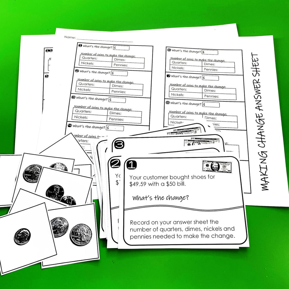 Making Change, Counting Money Task Cards Activity – Scaffolded Math Shop