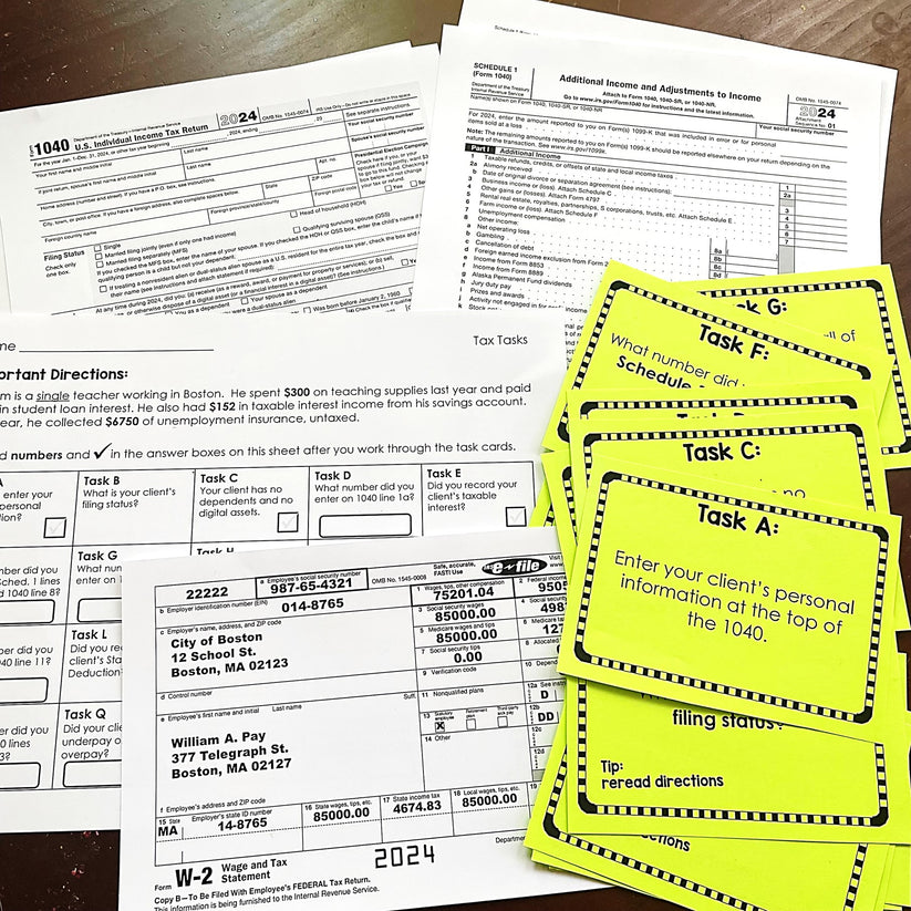 Filing Income Tax Task Cards - Federal Income Taxes 1040 Activity ...