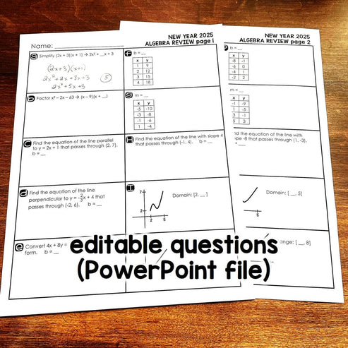 Editable New Years 2025 Algebra 1 Midterm Review Coloring Activity ...