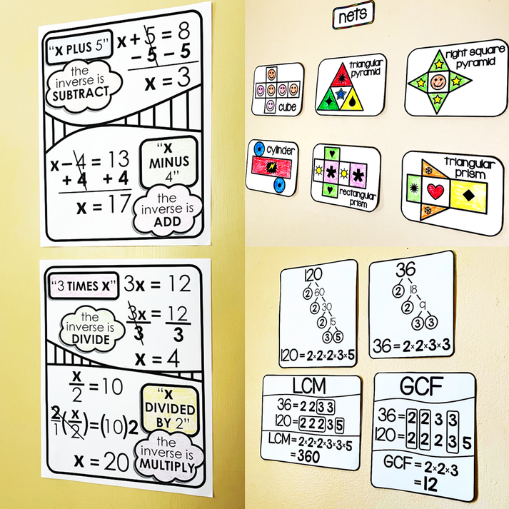 Grades 6-9 {MIDDLE SCHOOL and ALGEBRA} Math Vocabulary Word Wall Bundl ...